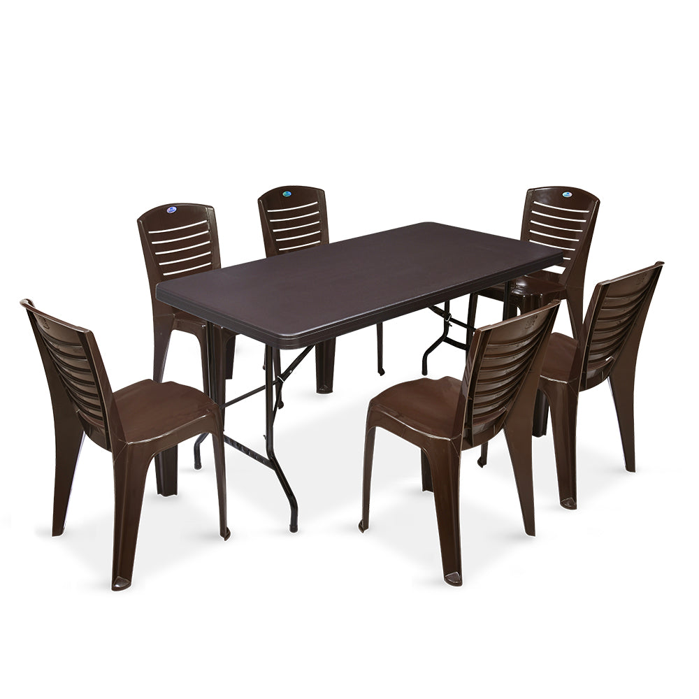 Buy Nilkamal Celebration 1 6 Chair Dinning Set Weather Brown