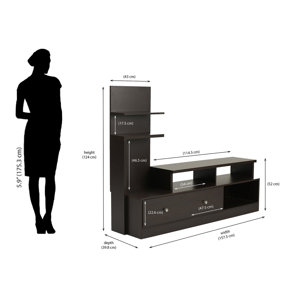 Buy Nilkamal Aroy Low Height Wall Unit (Wenge) Online In India