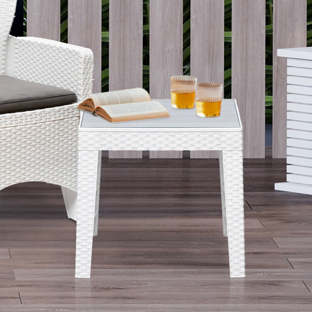 Buy Nilkamal Breeze Center Table with Glass (Milky White) Online