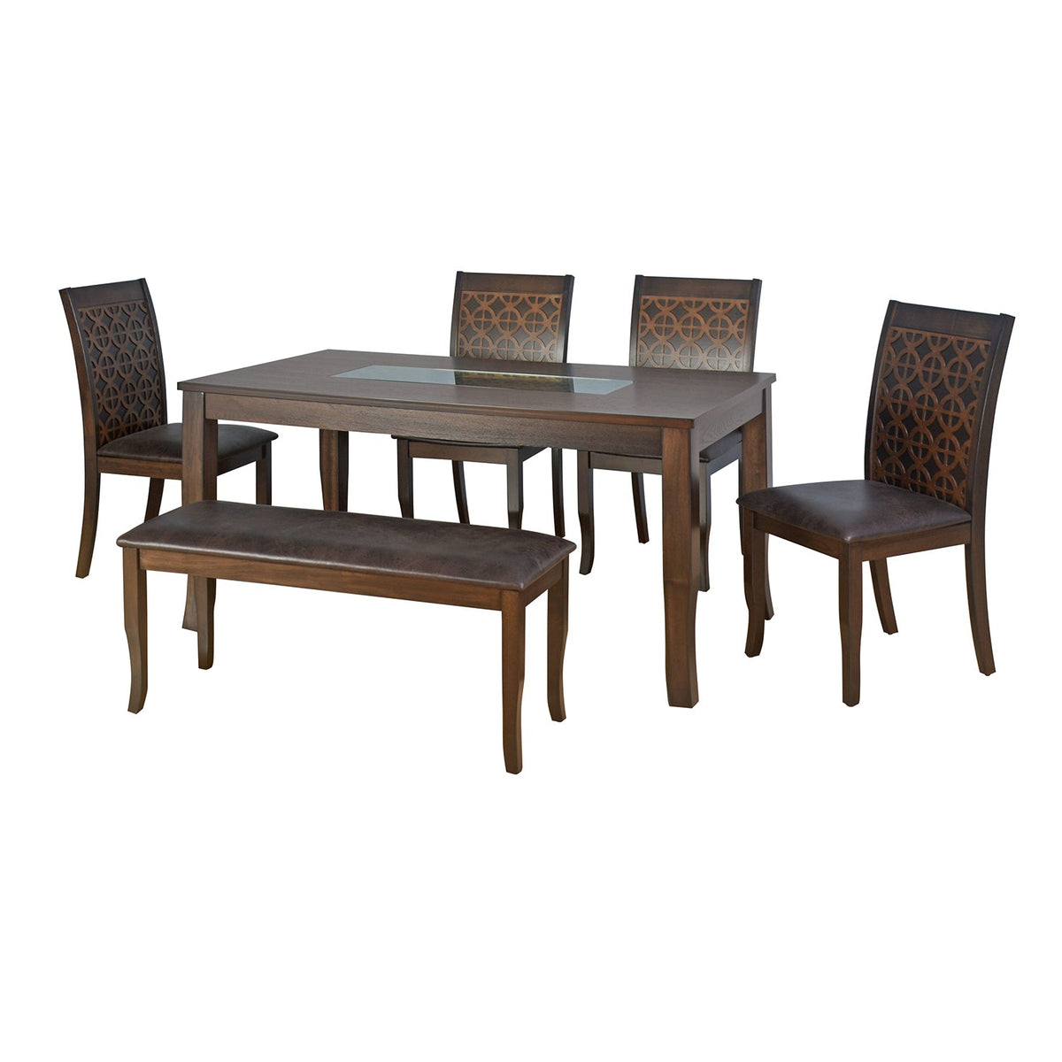 Buy Nilkamal Camilla 1+4+Bench Dining Set (Dark Walnut) Online