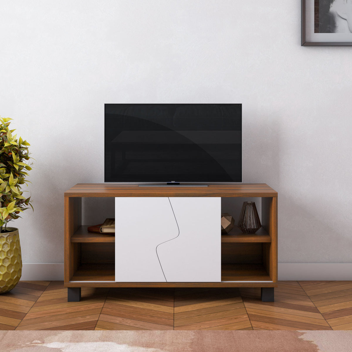 Buy Nilkamal Clive TV Unit in Walnut & White Online in India