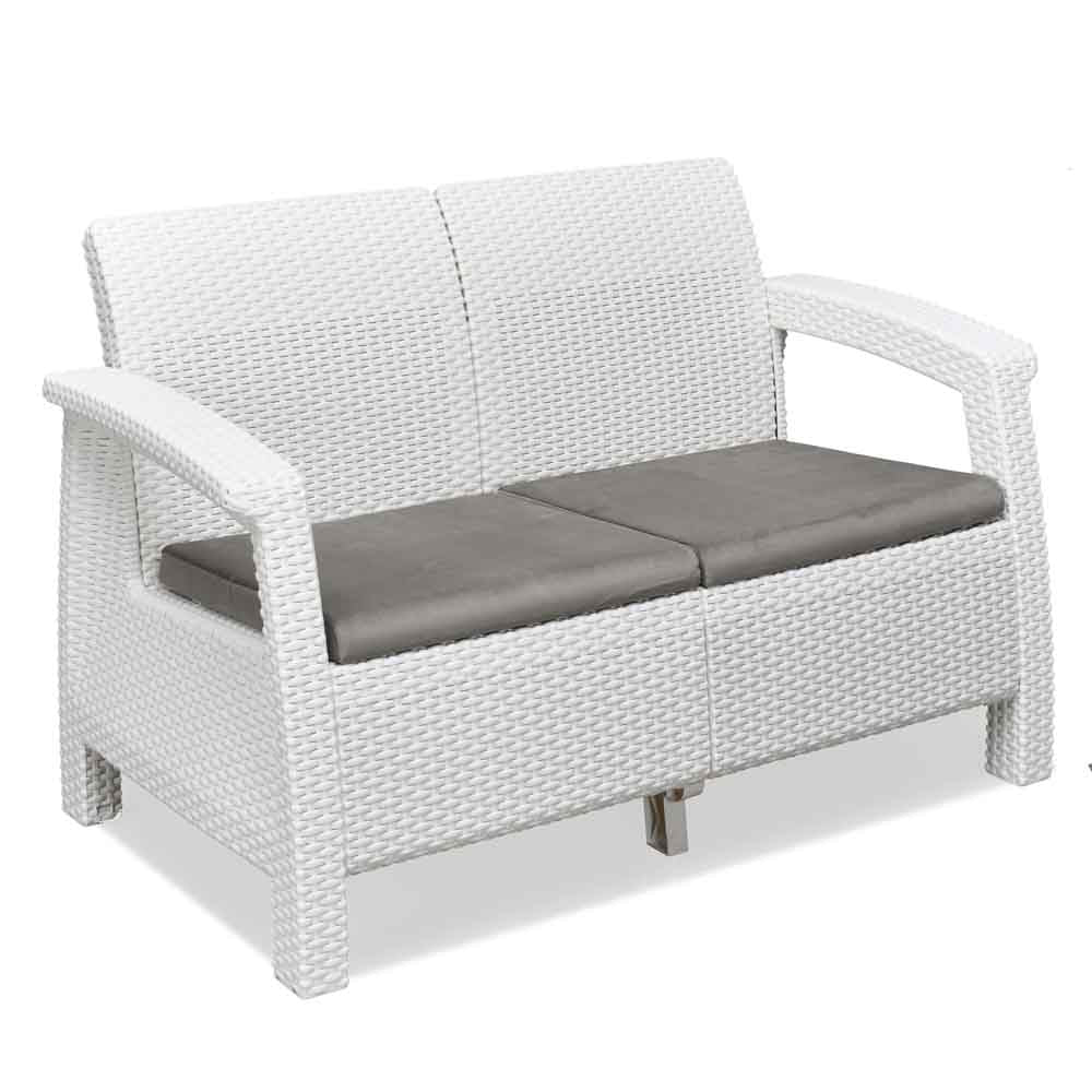 Buy Nilkamal Goa Plastic 2 Seater Sofa with Cushion (Milky White and ...