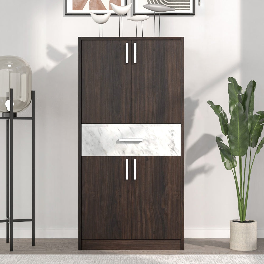 Nilkamal Ozark Shoe Cabinet (Ash wenge / Marble Beige) - Nilkamal Furniture