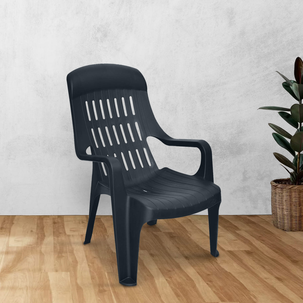 Buy Nilkamal Weekender Plastic Arm Chair (Iron Black) Online