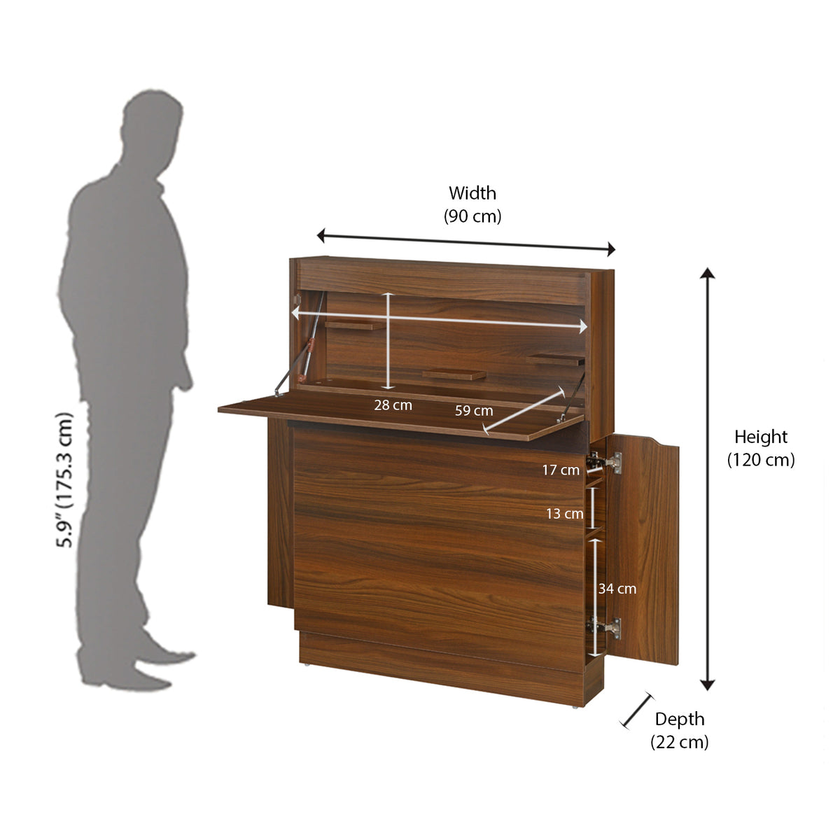Buy Nilkamal Envi Engineered Wood Wall Mount Study Table (Walnut)