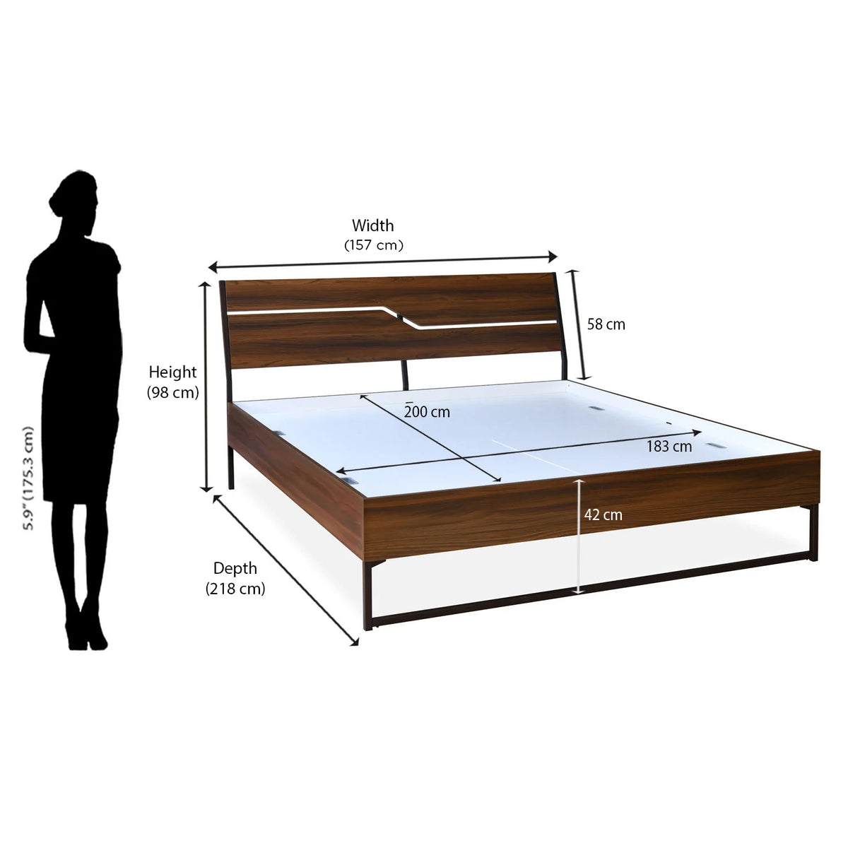 Nilkamal Fusion Queen Bed (Classic Walnut) - Nilkamal Furniture