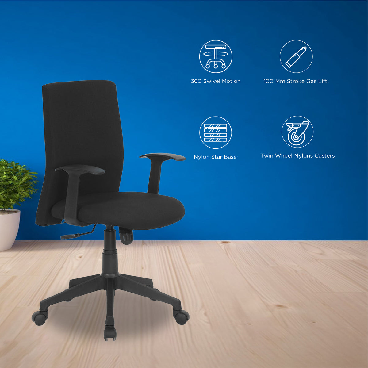 Nilkamal Optima High Back Chair (Black)