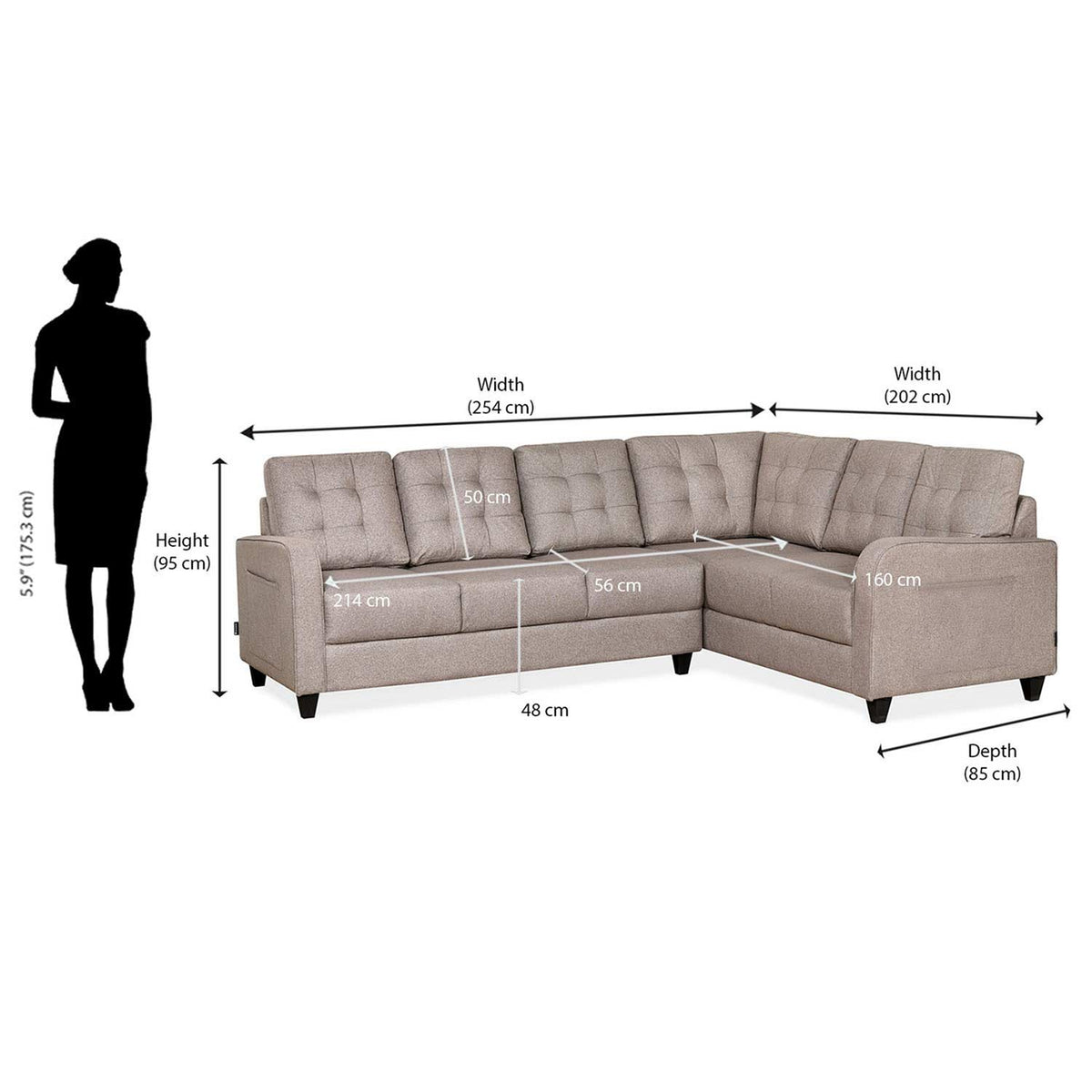 Buy Nilkamal Protean Plus Corner Left Hand Side Sofa (Brown) Online