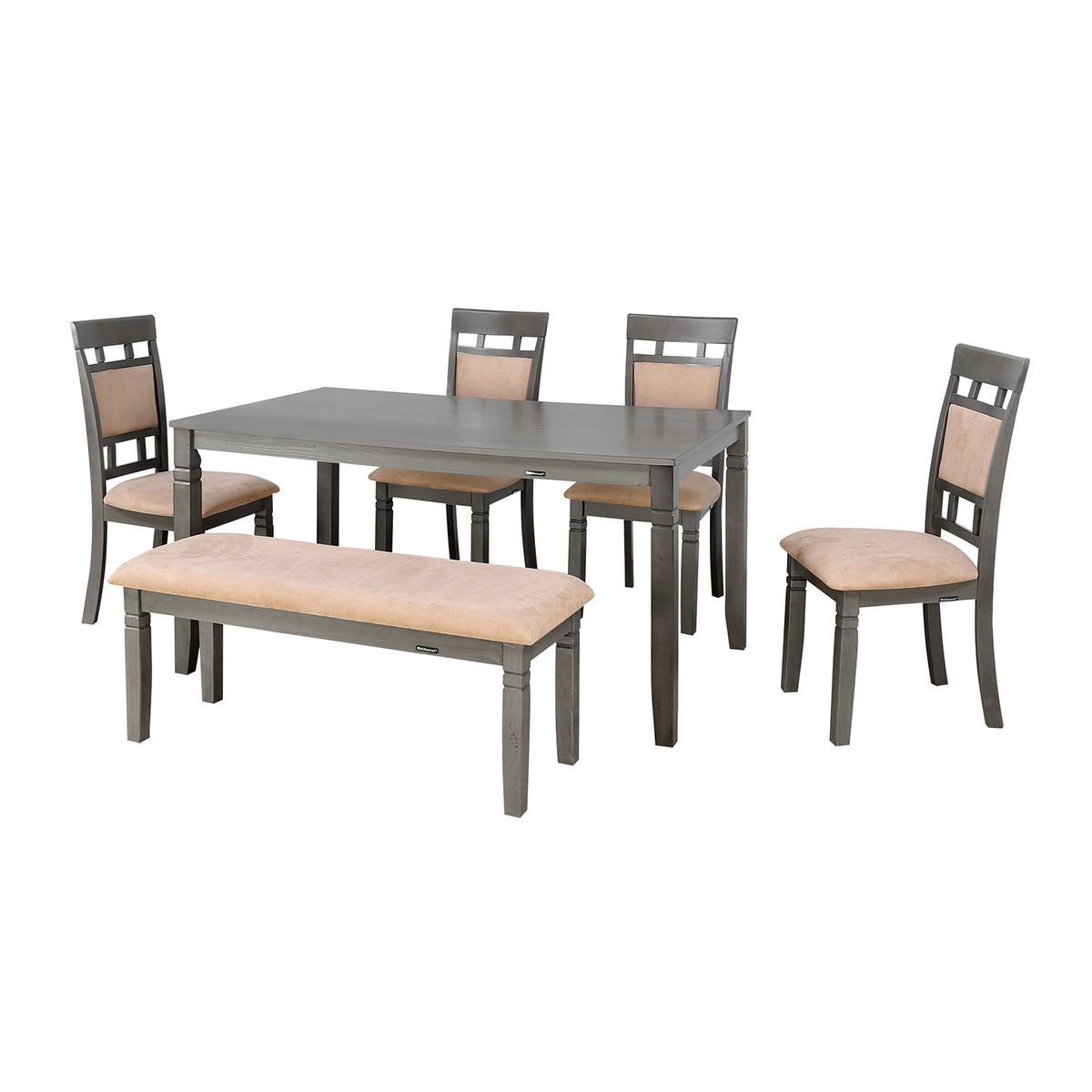 Buy Nilkamal Stanfield 6 Seater Dining Set with Bench (Grey) Online