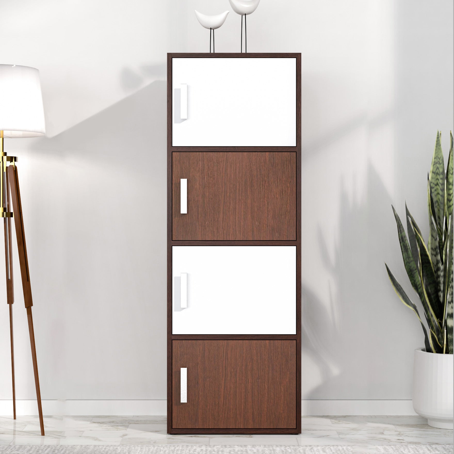 Buy Nilkamal Sear 4 Tier Storage Cabinet (Urban Walnut / Oak White)