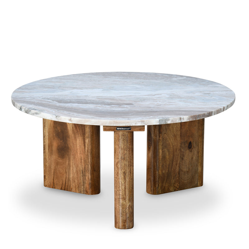 Buy Nilkamal Taurus Marble Top Handicraft Coffee Table (Natural Honey)