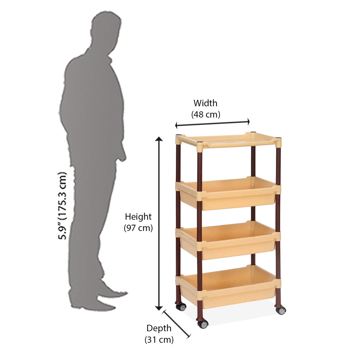 Buy Nilkamal Trolley 23 (Maroon and Marble Beige) Online In India
