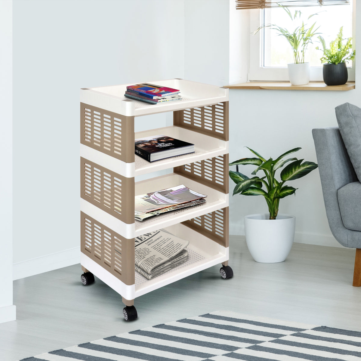 Buy Nilkamal Trolley 25 (Milky White / Taupe Plaza) Online in India